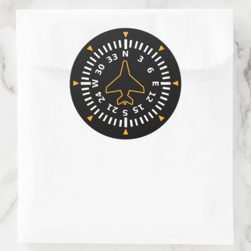 Aircraft Compass Flight Instrument Classic Round Sticker | Zazzle
