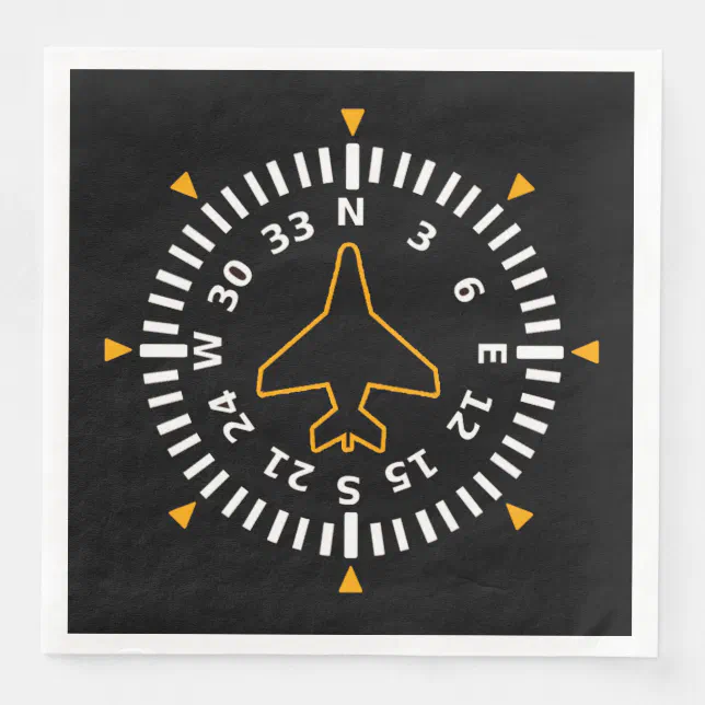 Aircraft Compass Flight Instrument Paper Dinner Napkins | Zazzle