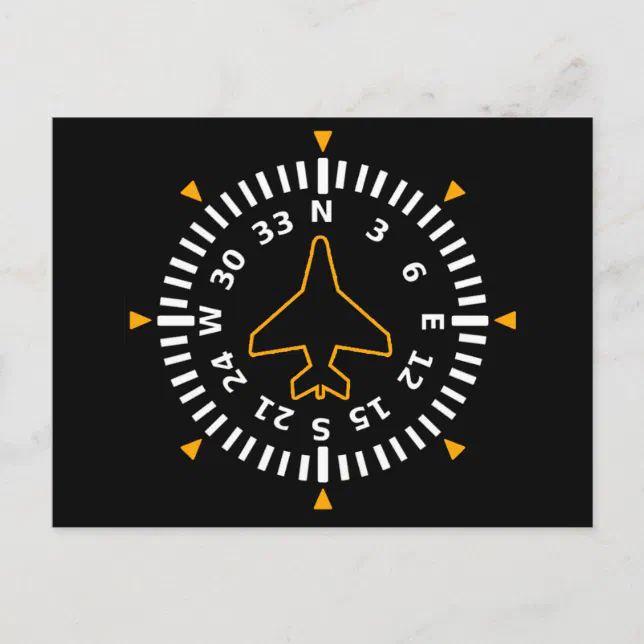 Aircraft Compass Flight Instrument Postcard | Zazzle