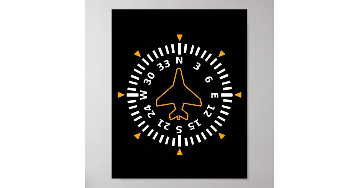 Aircraft Compass Flight Instrument Poster | Zazzle