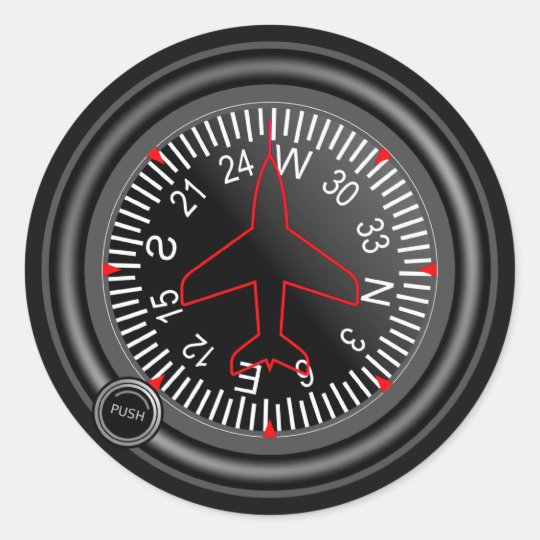 Aircraft Heading Indicator Classic Round Sticker | Zazzle.com