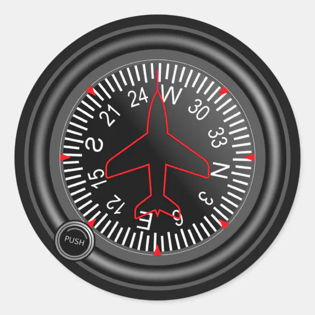 Aircraft Heading Indicator Classic Round Sticker | Zazzle