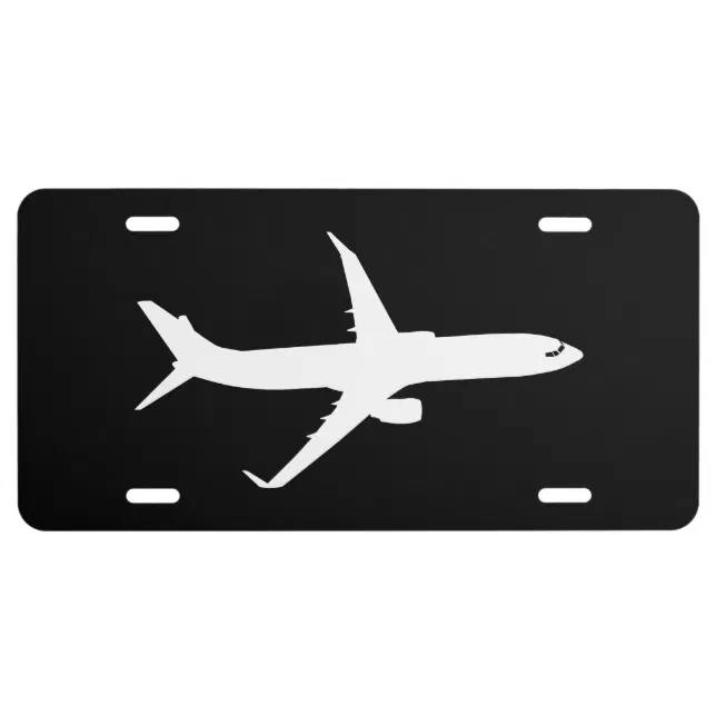 Aircraft Jet Liner Silhouette Flying Black Decor License Plate | Zazzle