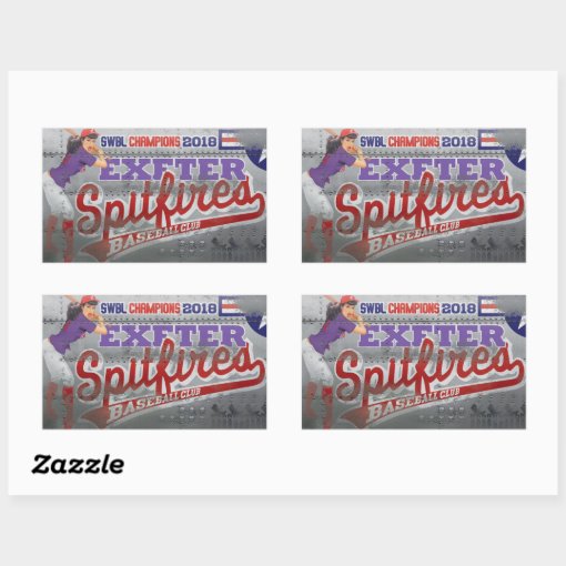Aircraft Nose Art Spitfires EXETER baseball club Rectangular Sticker ...
