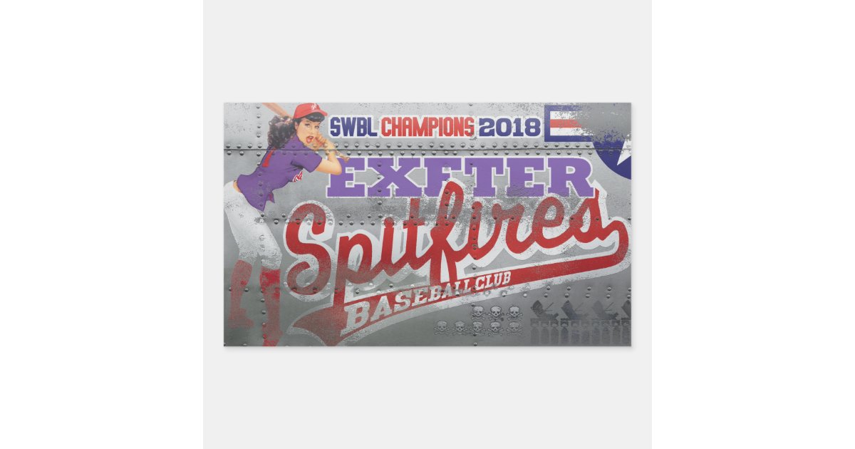 Aircraft Nose Art Spitfires EXETER baseball club Rectangular Sticker ...