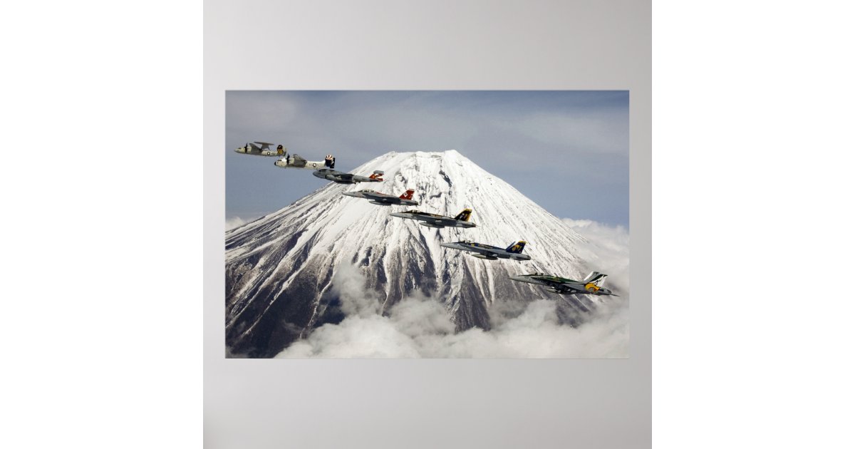Aircraft Over Mt. Fuji, Japan Poster | Zazzle