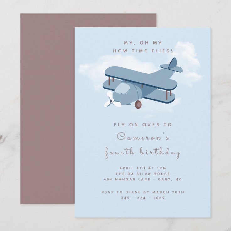 Aircraft Pilot Boy's Birthday Invitation | Zazzle