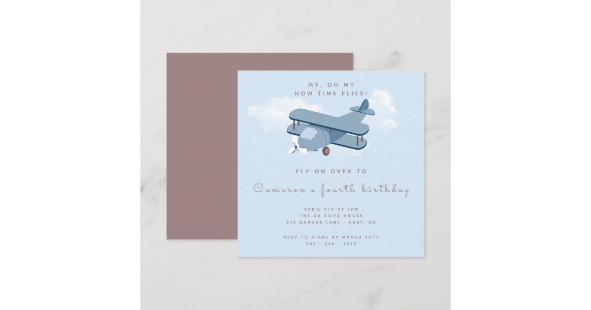 Aircraft Pilot Boy's Birthday Square Invitation | Zazzle