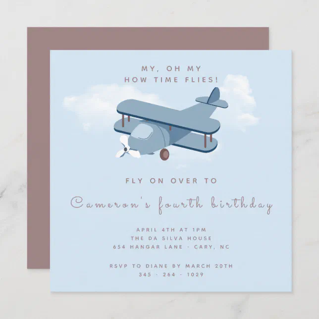 Aircraft Pilot Boy's Birthday Square Invitation | Zazzle