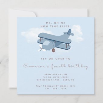 Aircraft Pilot Boy's Birthday Square Invitation | Zazzle