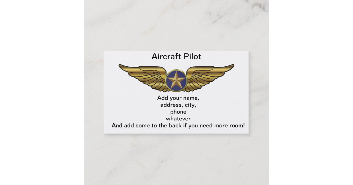 Aircraft Pilot Business Card | Zazzle