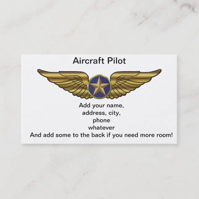 Aircraft Pilot Business Card | Zazzle