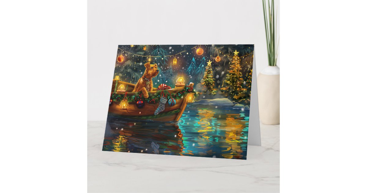 Airedale Christmas Festive Voyage Card | Zazzle