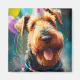 Airedale dog with birthday hat and balloons magnet | Zazzle