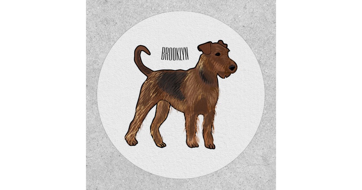 Airedale terrier dog cartoon illustration patch | Zazzle