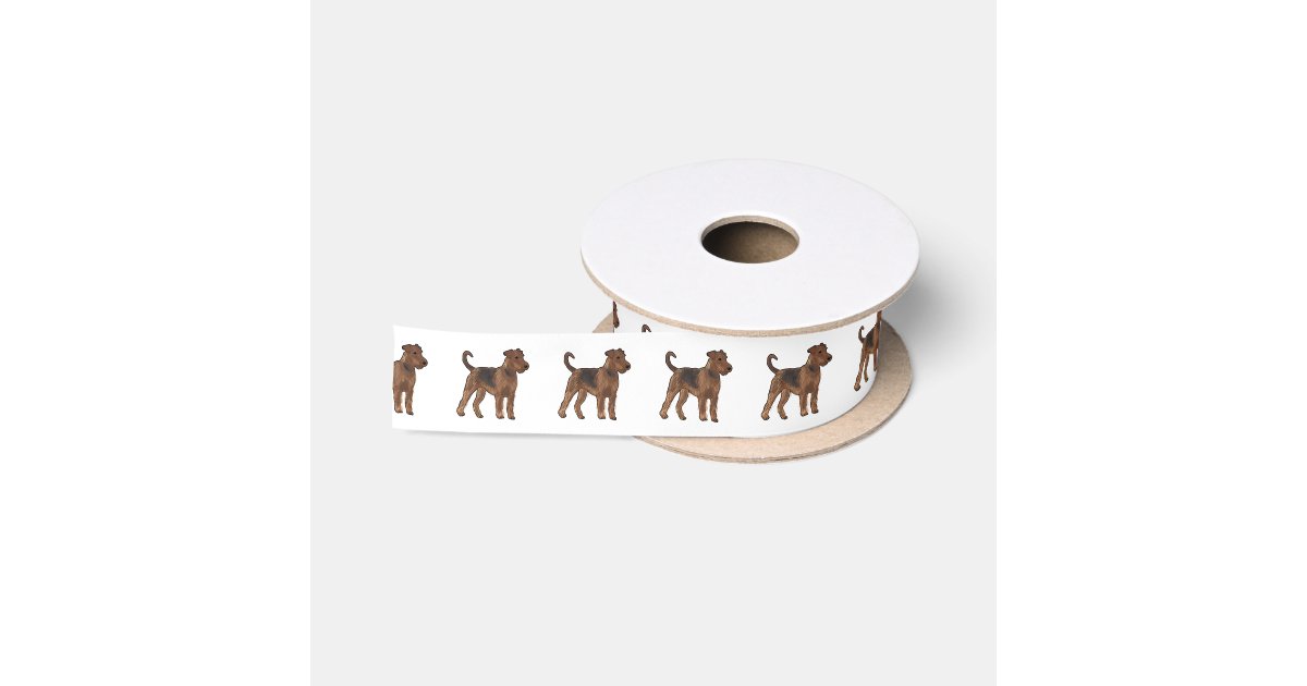 Airedale terrier dog cartoon illustration satin ribbon | Zazzle
