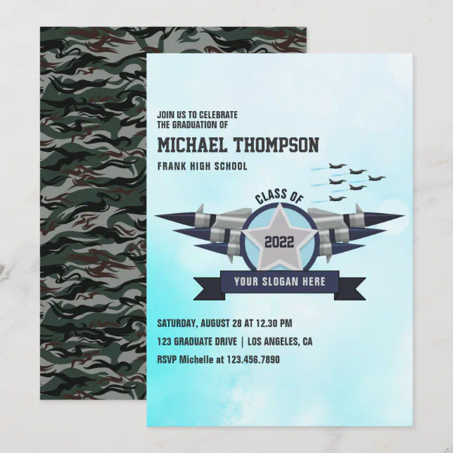 Airforce themed Graduation Party Invitation | Zazzle