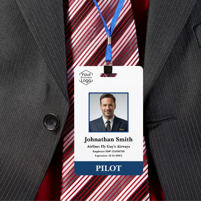 Airline Pilot Company Photo Security ID Logo Badge | Zazzle
