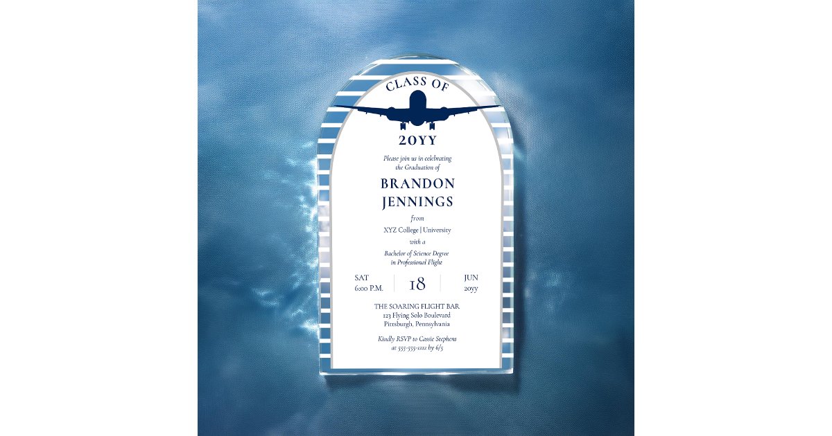 Airline Pilot Flight School College Graduation Acrylic Invitations | Zazzle