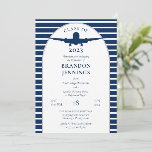 Airline Pilot Flight School College Graduation Invitation | Zazzle