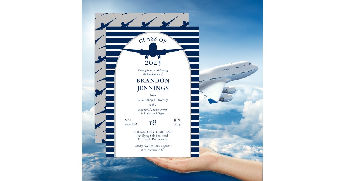 Airline Pilot Flight School College Graduation Invitation | Zazzle