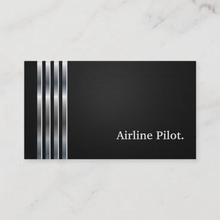 Airline Pilot Professional Black Silver Business Card | Zazzle