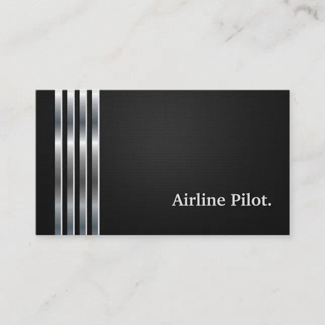 Airline Pilot Professional Black Silver Business Card | Zazzle