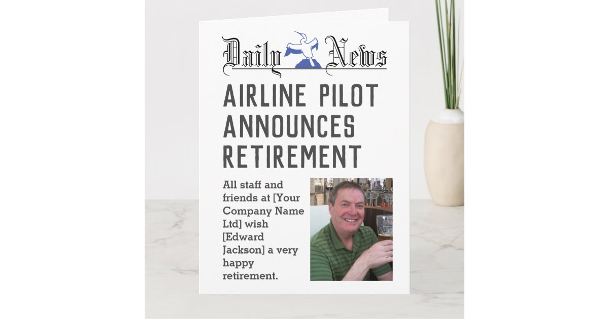 Airline Pilot Retirement Card to Personalise | Zazzle