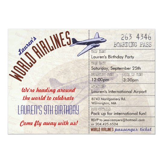 Airline Ticket Destination Party Invitation | Zazzle.com