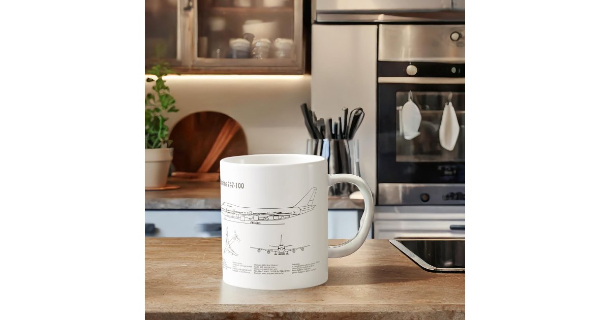 Airliner 747 - Airplane Blueprint Drawing Plans BD Coffee Mug | Zazzle