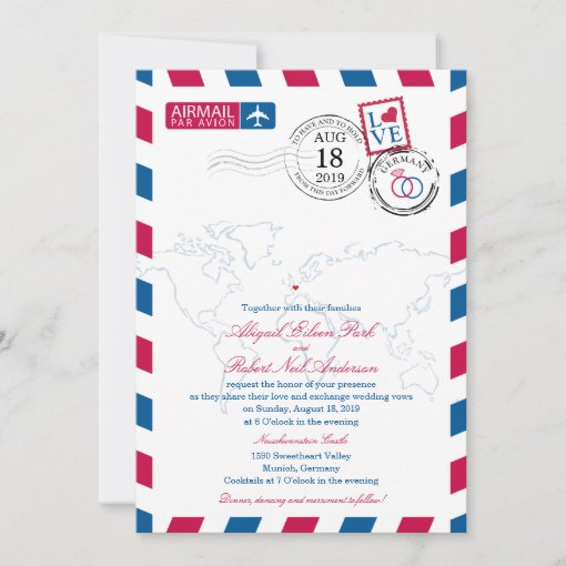 Airmail Germany Wedding Invitation | Zazzle