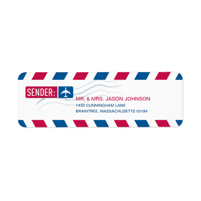Airmail RETURN ADDRESS Mailing Label | Zazzle