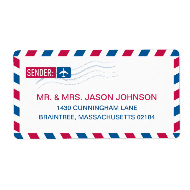 Airmail RETURN ADDRESS Mailing Label | Zazzle