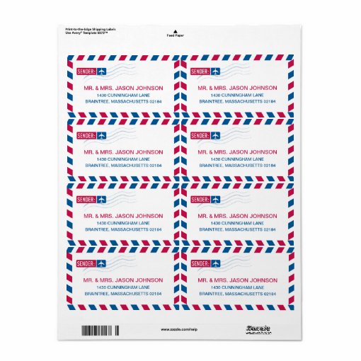 Airmail RETURN ADDRESS Mailing Label | Zazzle