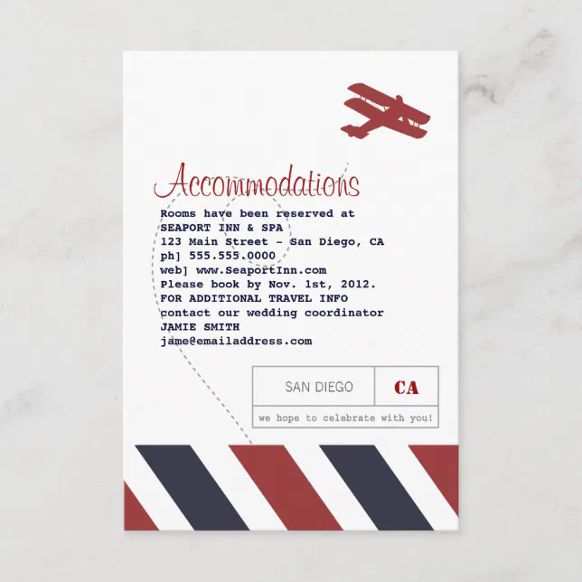 Airmail Travel and Hotel Insert Card | Zazzle