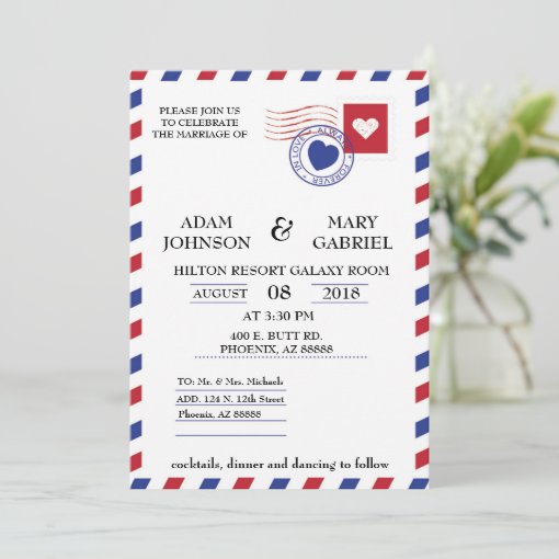 Airmail Wedding Invitation | Zazzle