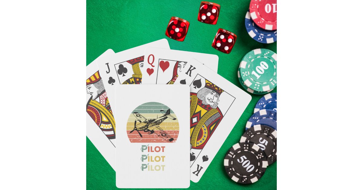 Airplane against a Retro Vintage Sunset, Aviation Poker Cards | Zazzle