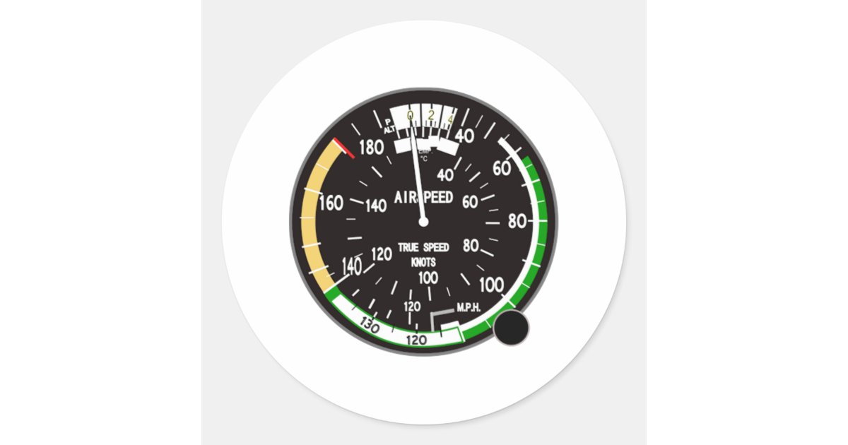 Airplane Airspeed Indicator Classic Round Sticker | Zazzle