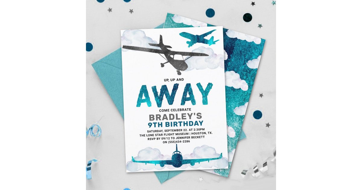 Airplane Aviation Any Age Birthday Party Invitation | Zazzle