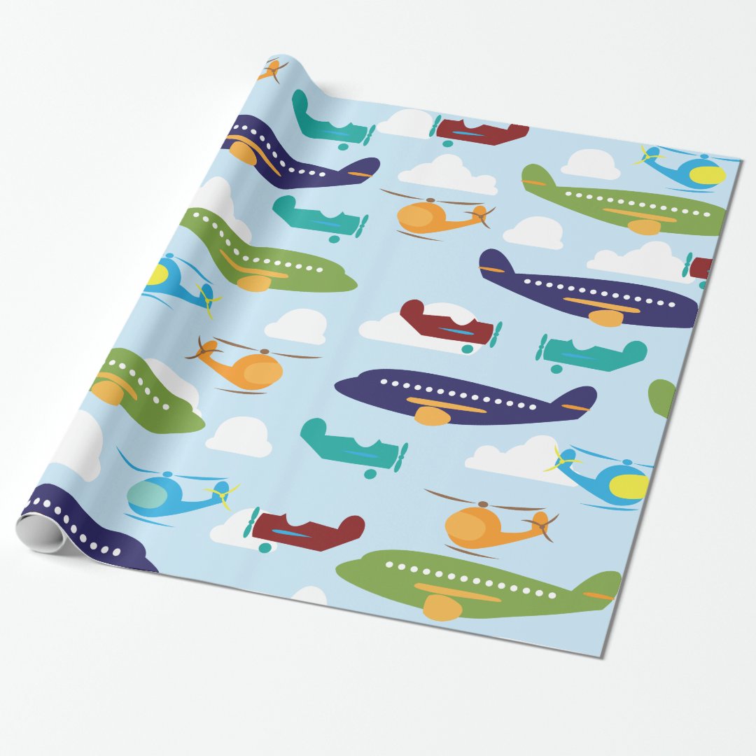 Airplane Aviation Theme Gift Wrap | Zazzle