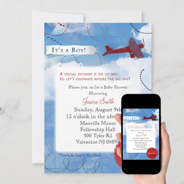 Airplane Baby Shower Invitation | Zazzle