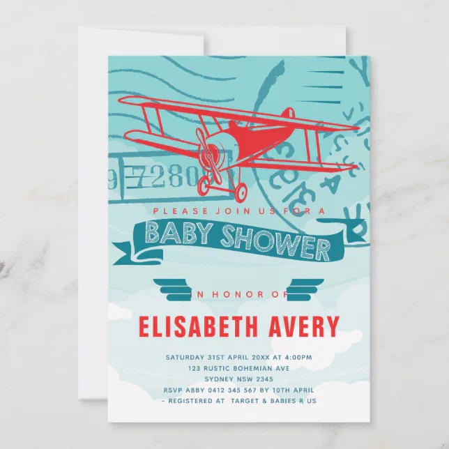 Airplane Baby Shower Invitation | Zazzle
