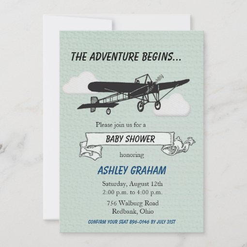Airplane Baby Shower Invitation | Zazzle