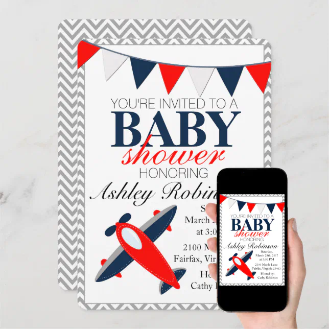 Airplane | Baby Shower Invitation | Zazzle