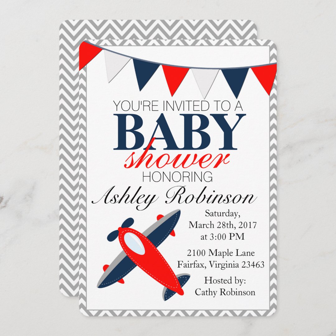 Airplane | Baby Shower Invitation | Zazzle