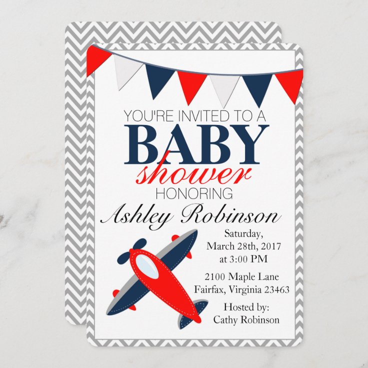 Airplane | Baby Shower Invitation | Zazzle