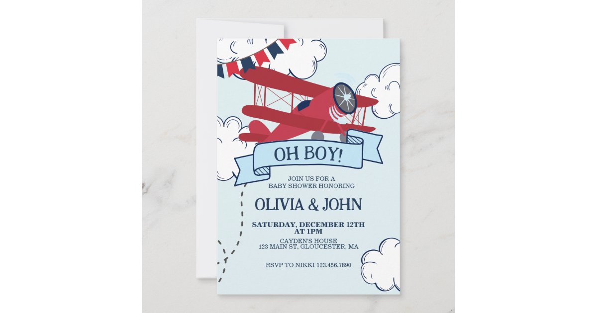 Airplane Baby Shower Invitation | Zazzle