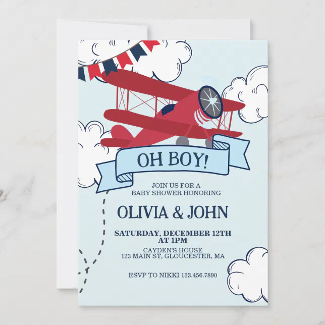 Airplane Baby Shower Invitation | Zazzle