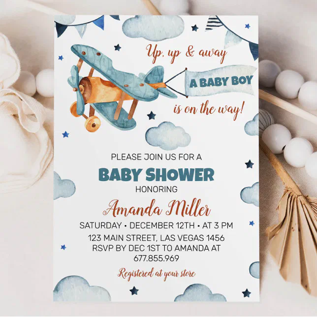 Airplane Baby Shower Invitation | Zazzle