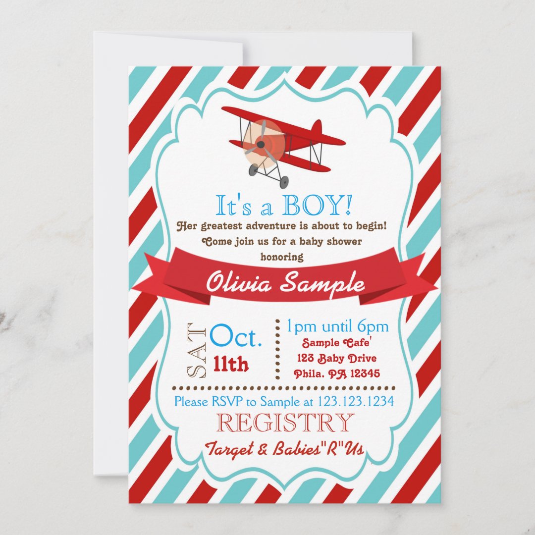 Airplane Baby Shower Invitation | Zazzle